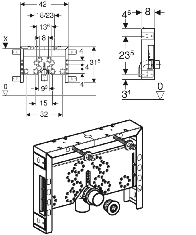COMBIFIX PER BIDET SOSPESO GEBERIT