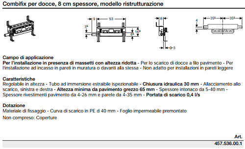 COMBIFIX PER DOCCIA - 8CM - MODELLO RISTRUTTURAZIONE